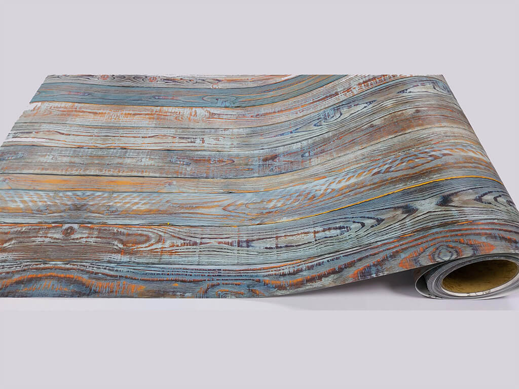 Autocolant lemn vintage de la Folina, Rustic Blue, model imprimeu dungi