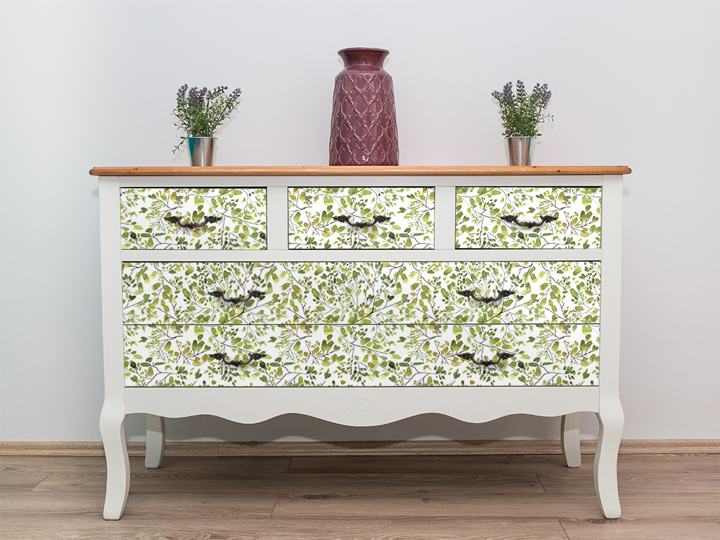 Autocolant perete cu model floral lime, autocolant cu aspect lucios