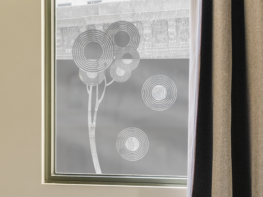 Folie geam autoadeziva Cercuri, cu model decupat, cu racleta inclusa