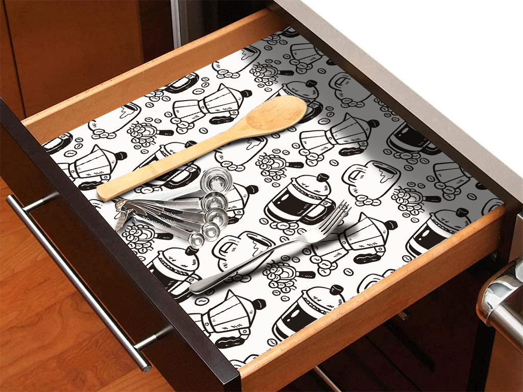 Folie protecţie sertare, model cafea arabica, din PVC antiderapant cu ...