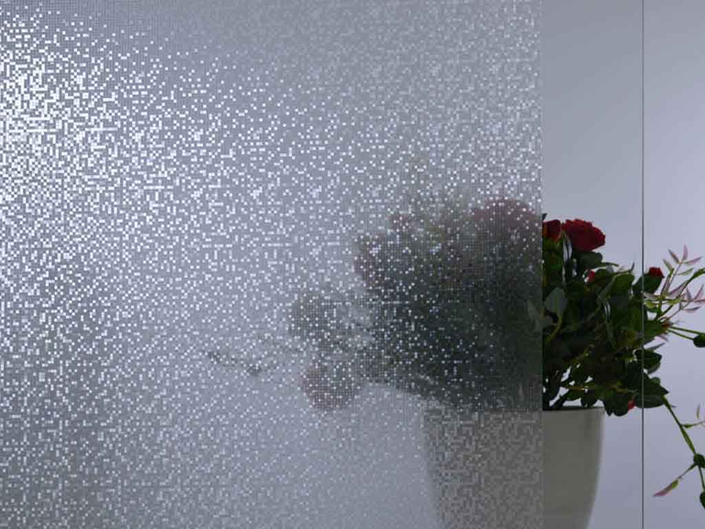 Folie geam electrostatica, translucida, cu imprimeu mozaic, model Rosy