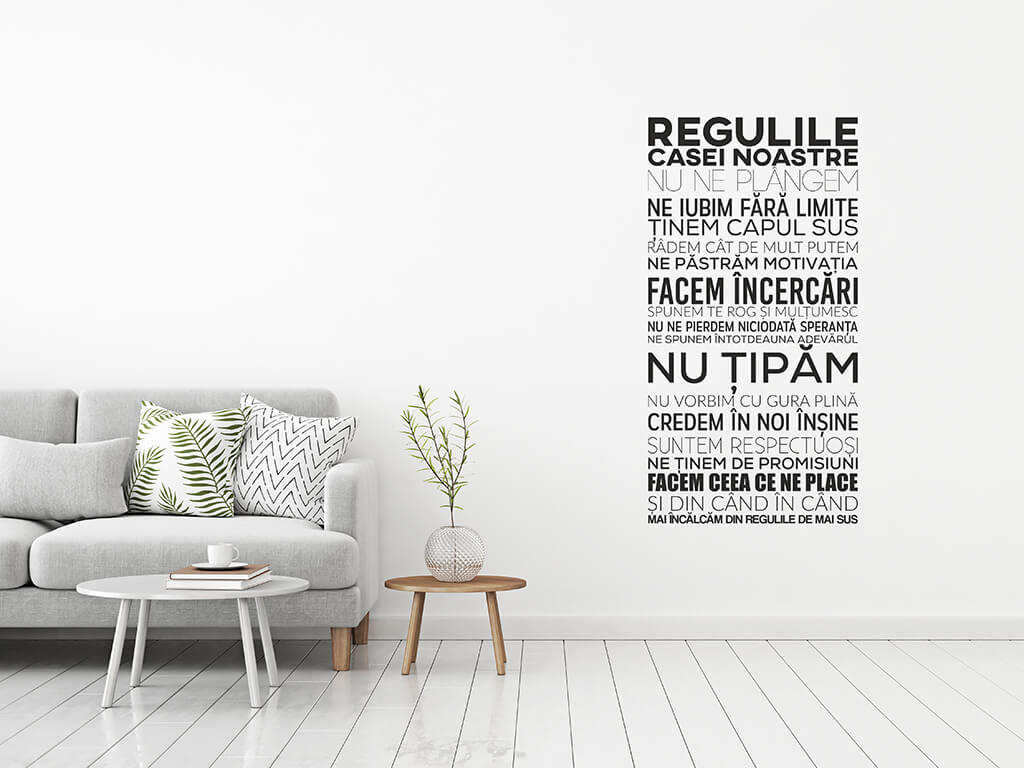 Sticker decorativ Regulile casei, Folina, negru, 145x75cm