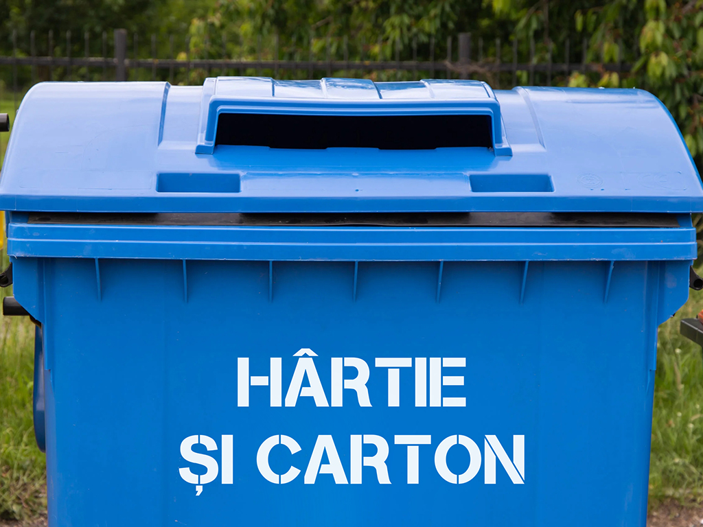 Sablon reutilizabil cu mesajul Hartie si carton pentru colectarea ...