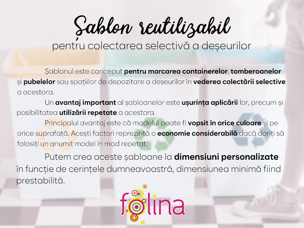 Sablon reutilizabil cu mesajul Plastic si metal pentru colectarea ...