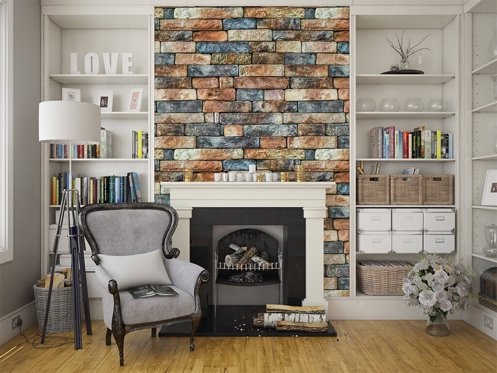 Autocolant perete caramida, Folina, autocolant autoadeziv multicolor