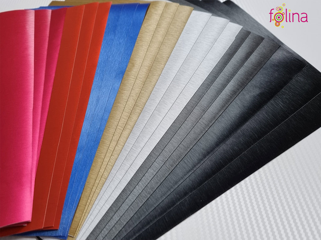 Set 21 coli A4 autocolant cu efect metalic brushed, diferite culori