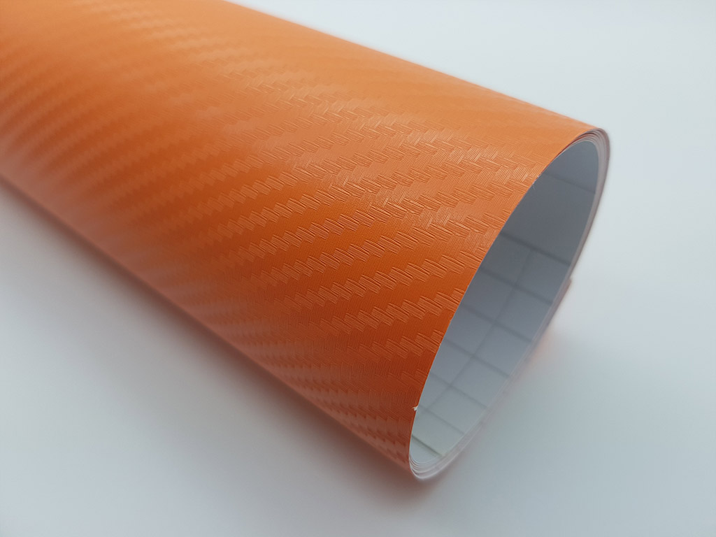 Autocolant portocaliu carbon 3D, Folina, aspect mat, rolă de 152x200 cm ...