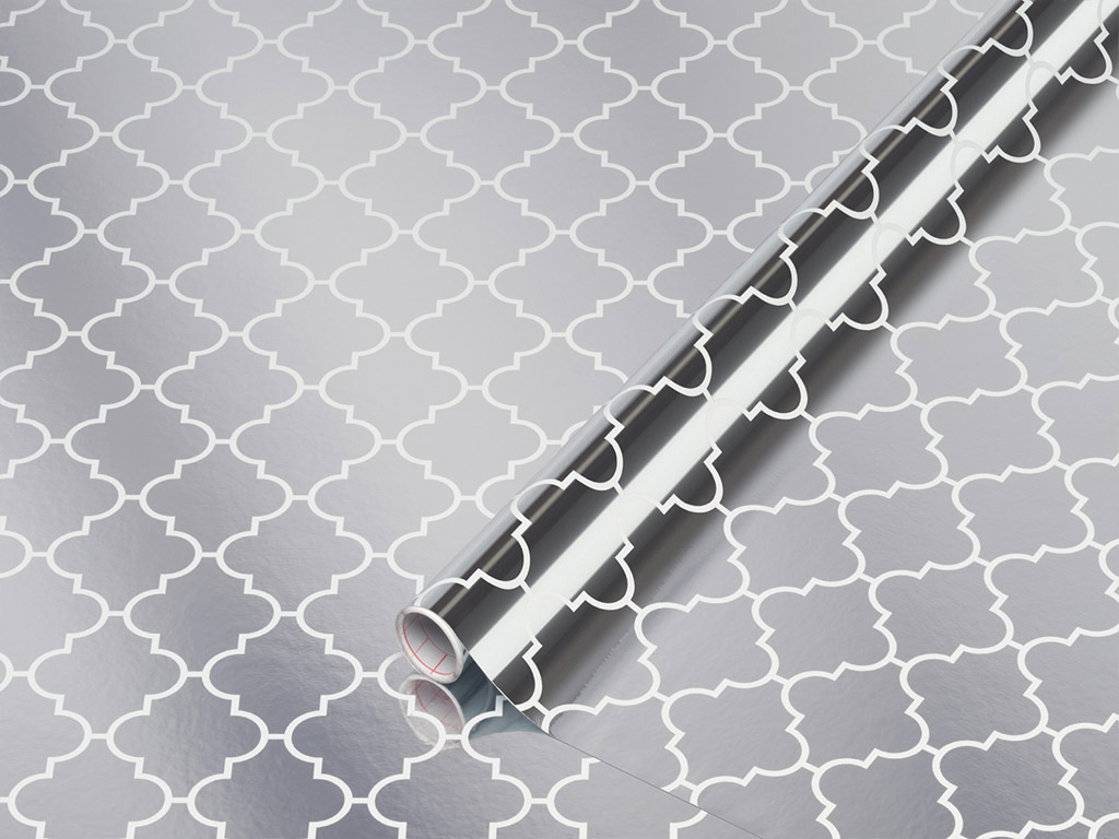 Autocolant cu efect metalic argintiu şi imprimeu geometric alb, d-c-fix ...
