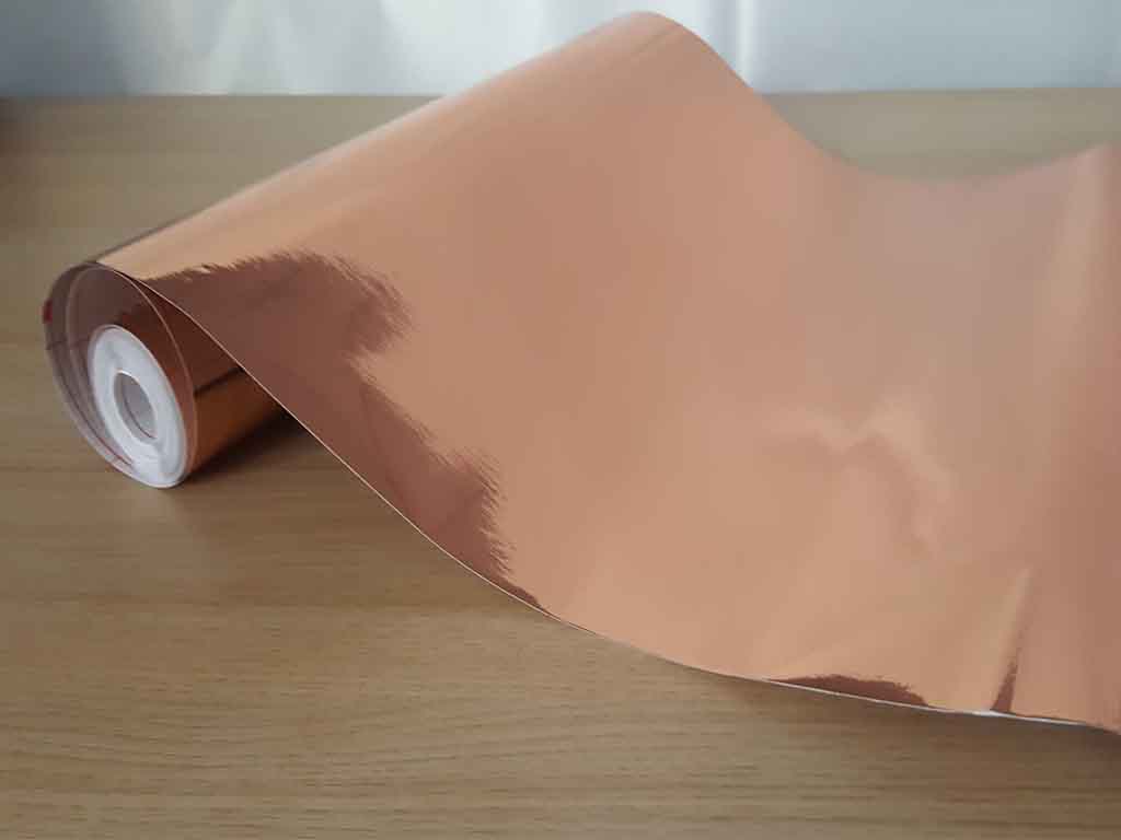 Autocolant cu efect metalic Rose Gold lucios, autocolant decorativ.