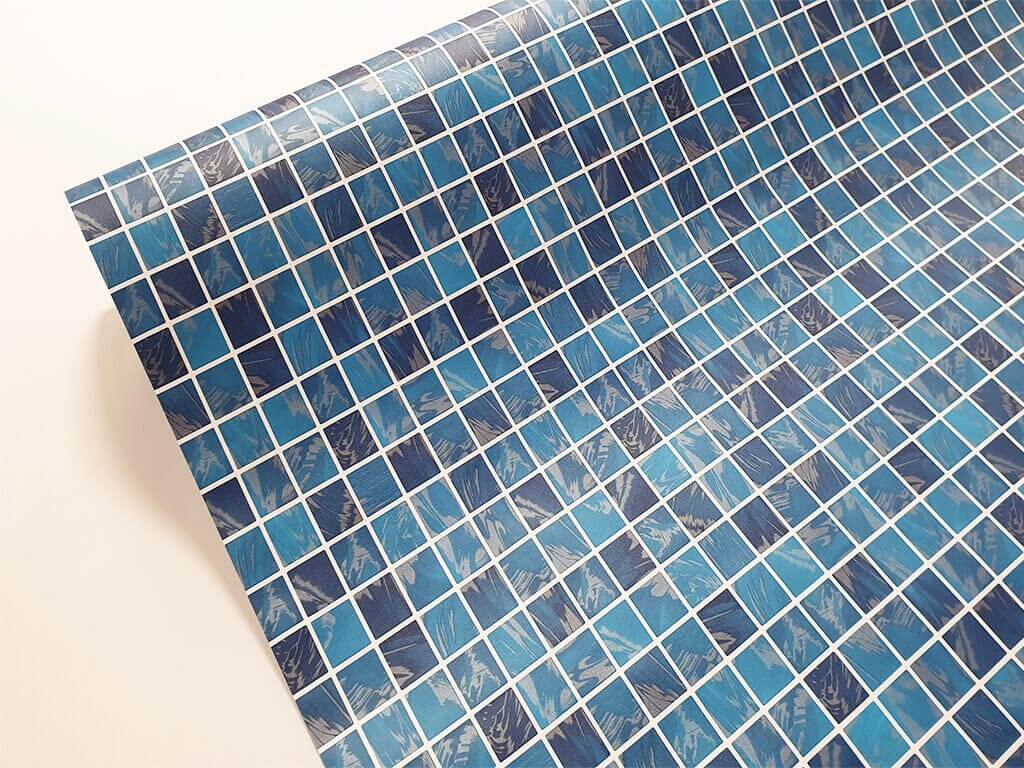 Autocolant perete, cu imprimeu mozaic, in nuante de albastru, Magic Fix