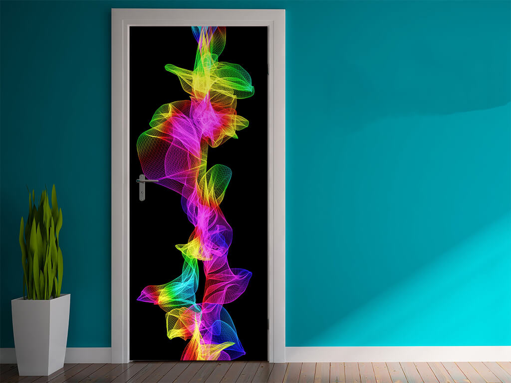 Autocolant usa cu imprimeu Plasa colorata, Folina, model multicolor