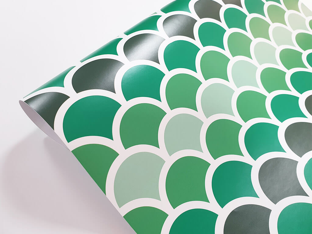 Autocolant decorativ de la Folina, model geometric verde, 100 cm latime