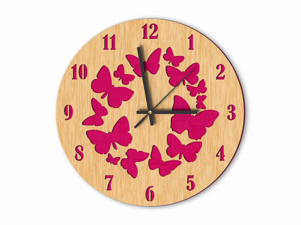Ceas decorativ fluturi roz Nadine