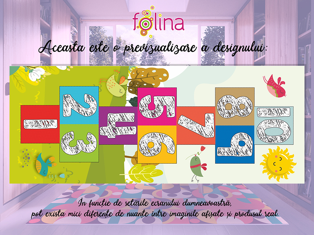 Covor antiderapant pentru camera copii, din pvc, model sotron colorat ...