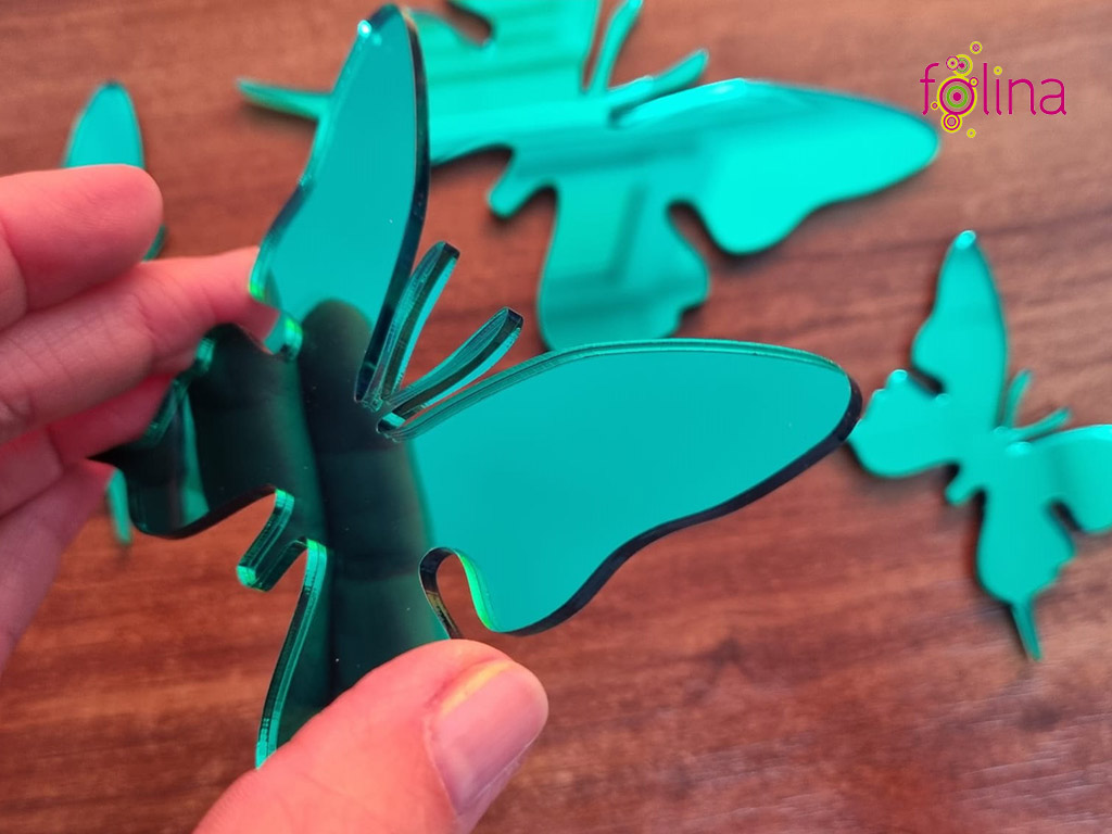 Set 4 stickere oglindă, fluturi verzi