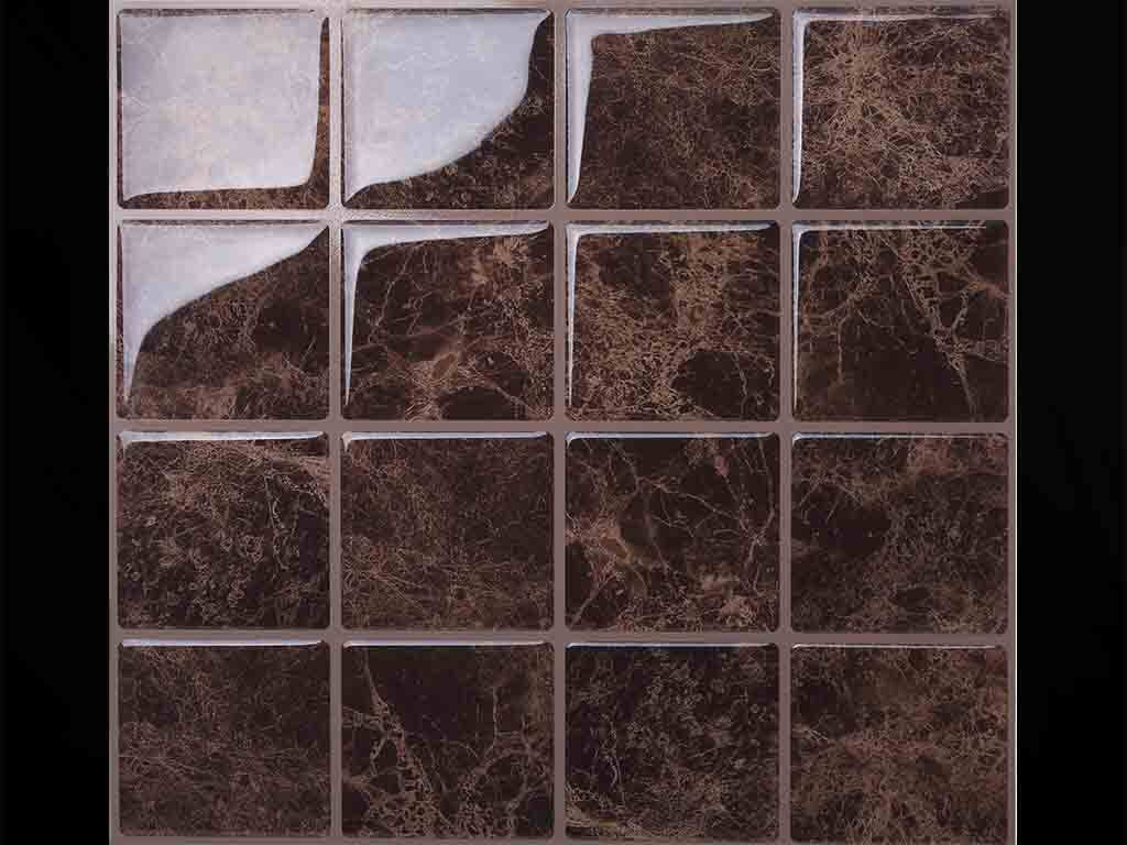 Faianţă autoadezivă marmură maro, cu aspect lucios, autocolant faianță