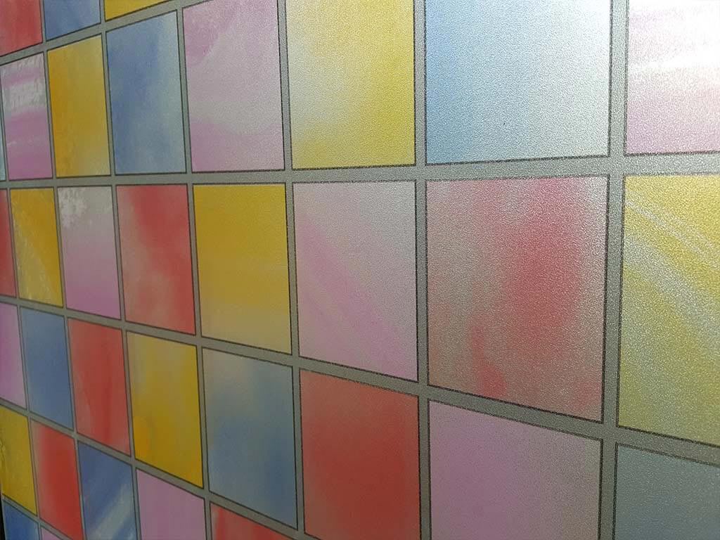 Folie geam autoadeziva Patrate colorate, Comanda online de la Folina.