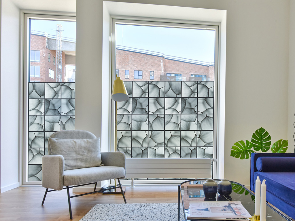 Folie de geam autoadezivă Păpădii, Folina, sablare cu model chenare cu ...