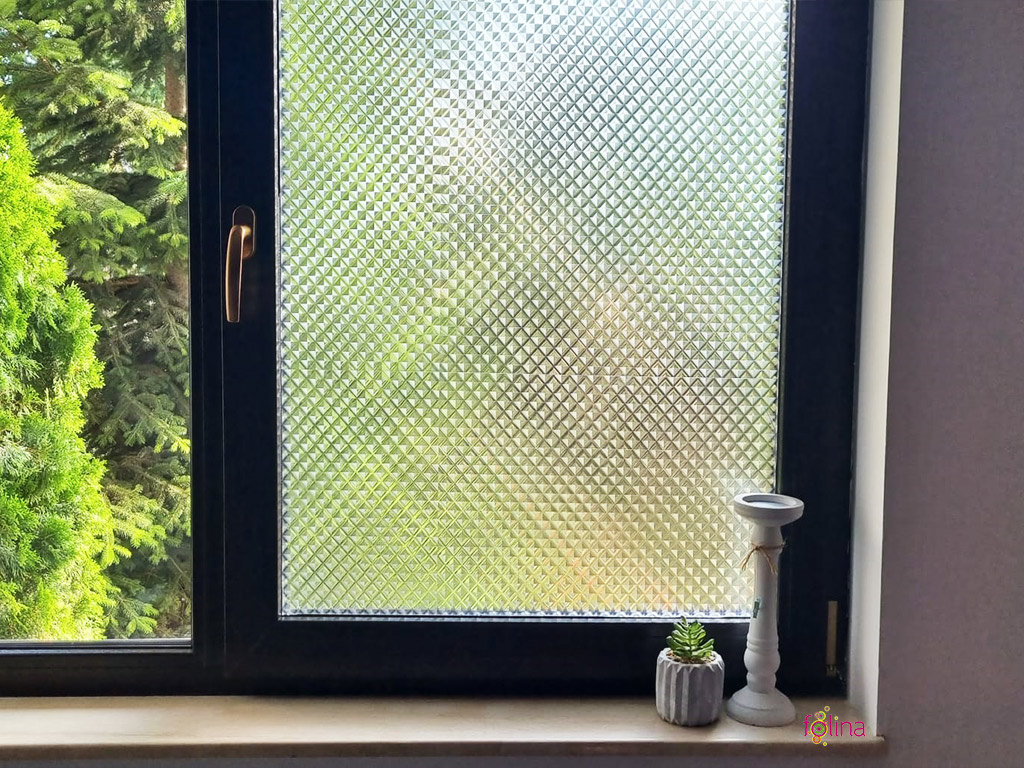 Folie geam autoadezivă, Folina, sablare cu model pătrate translucide ...