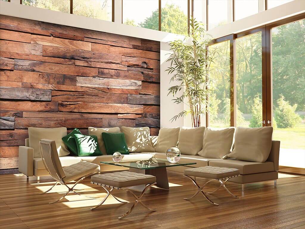 Fototapet scânduri lemn maro Wooden Wall, Fototapet abstract, Folina