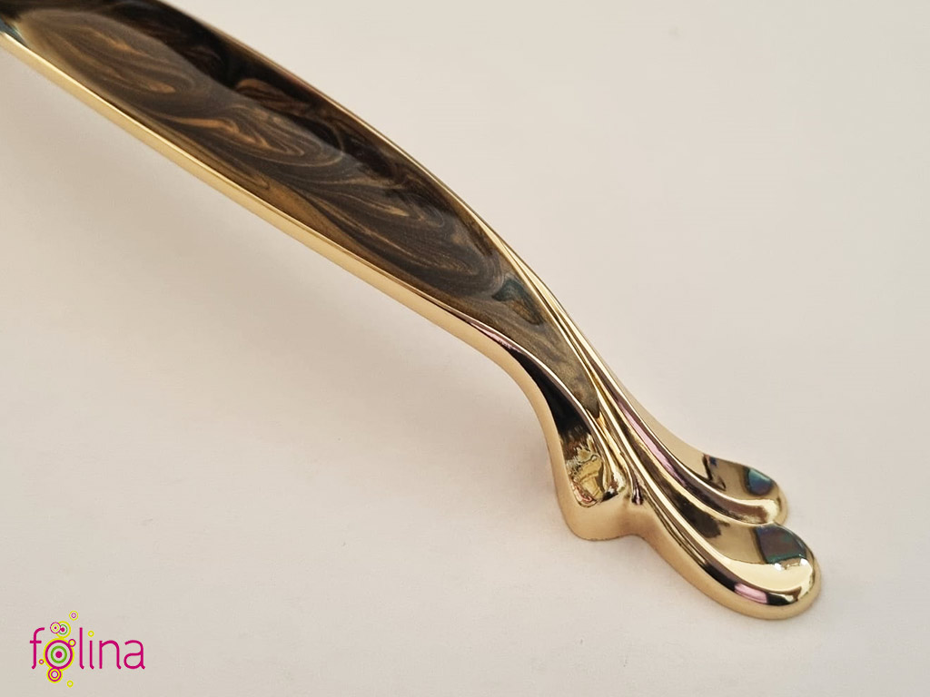 Mâner mobilă metalic, model clasic maro cu auriu, 12.8 cm distanţa ...