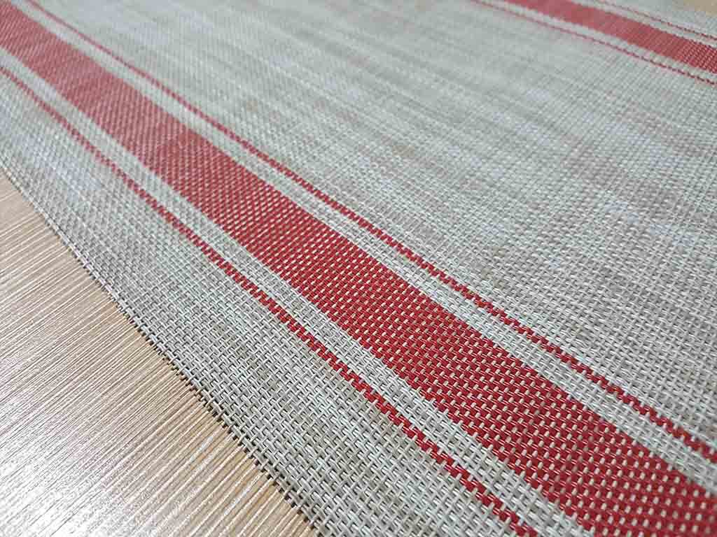 Napron masa gri cu dungi rosii, Comanda online de la brandul Folina.