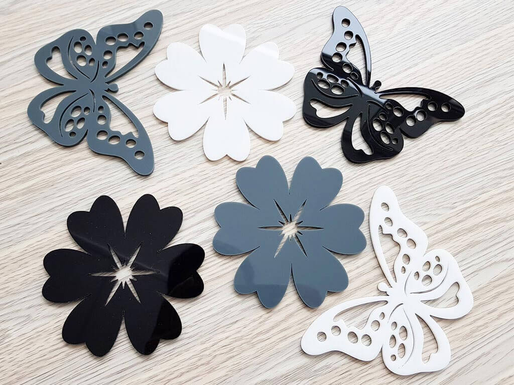 Set 6 decoraţiuni Flora Mono, Folina, model cu fluturi şi flori ...