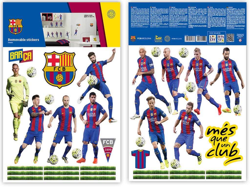 Sticker 11 fotbalişti FC Barcelona, sticker fotbaliști, sticker copii.