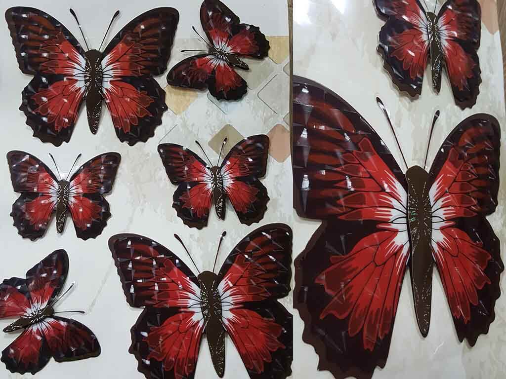 Sticker 3D, model Fluturi, de culoare vişinie, Papillon, brand Folina.