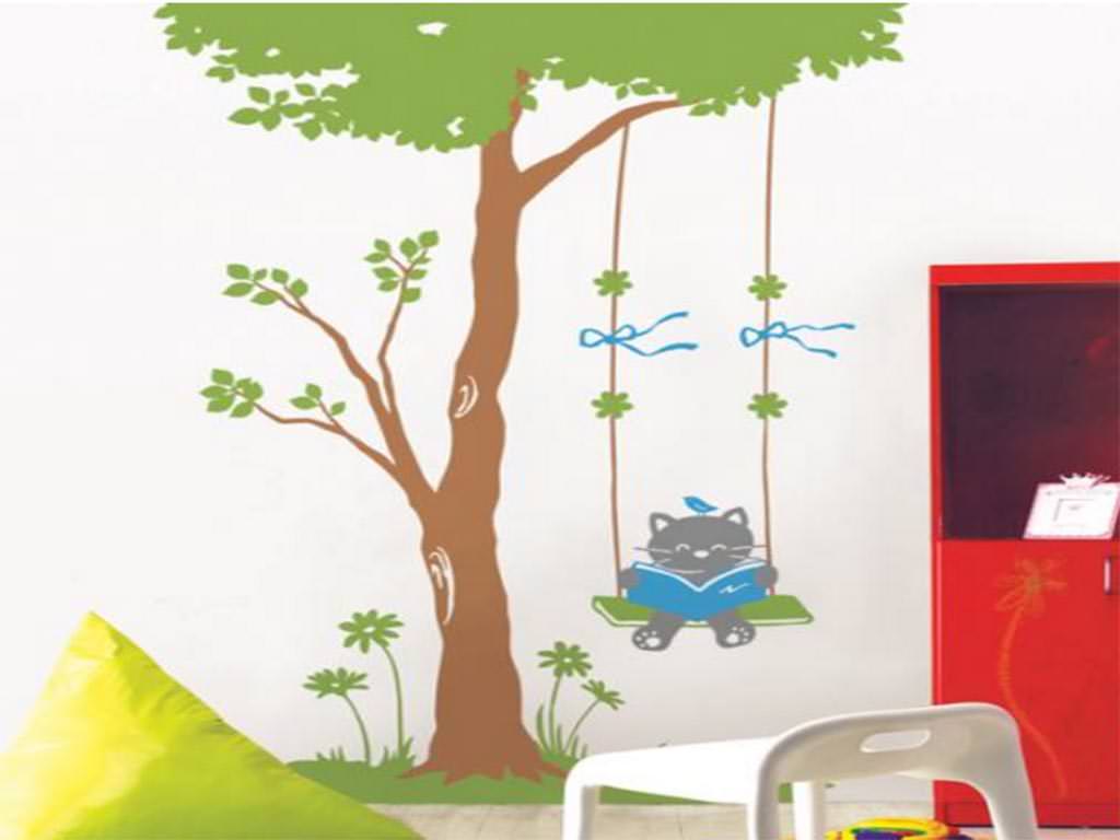 Sticker copii, sticker decorativ, model Copac cu leagan, Magic Fix