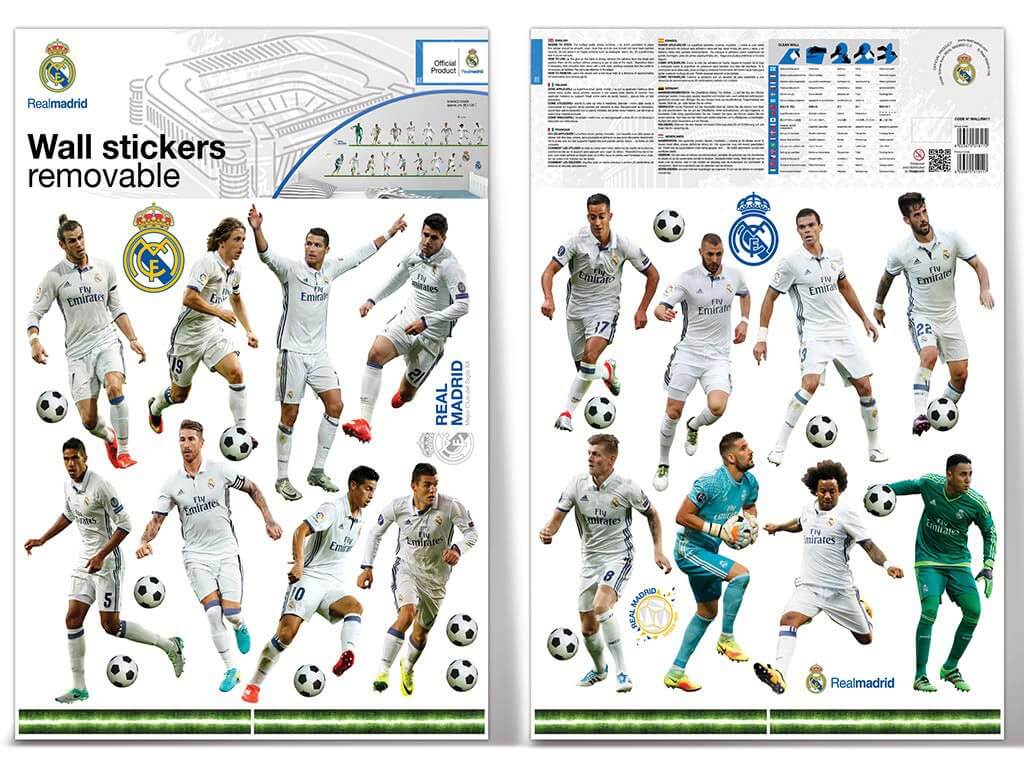 Sticker 16 fotbalişti Real Madrid, licențiat, sticker pentru băieți.