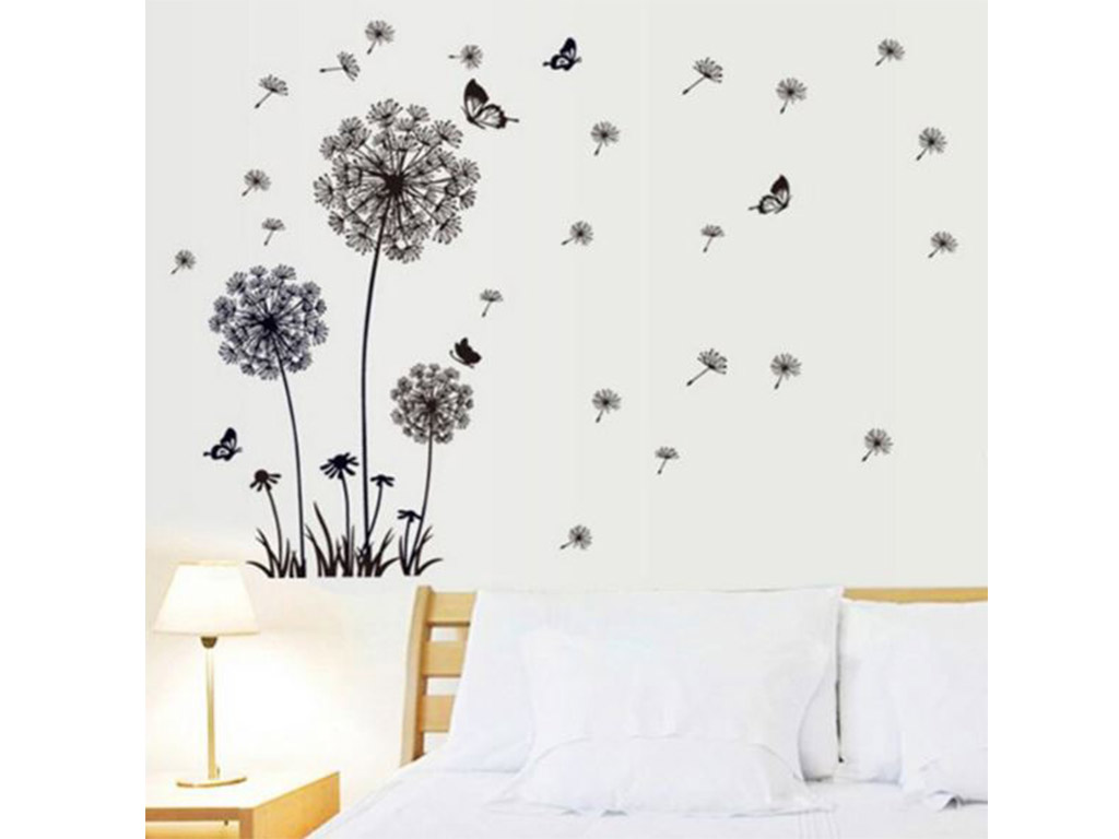 Sticker decorativ Floare, autoadeziv, de culoare Neagra, Folina