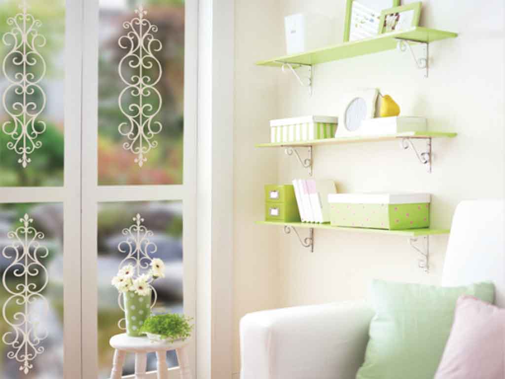 Sticker geam, cu model grafic, culoare argintie, Decor, brand Magic Fix