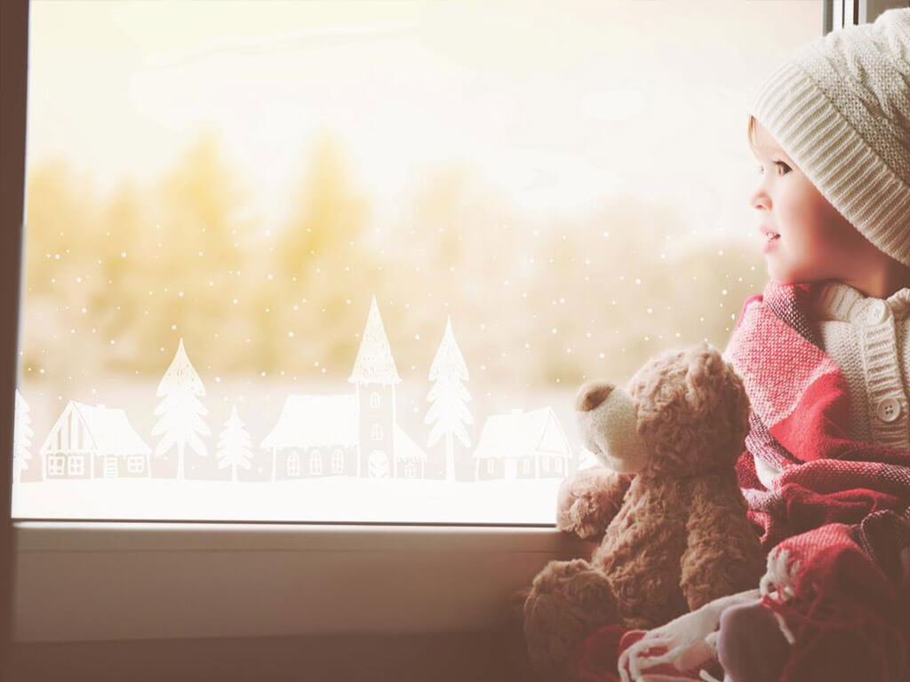 Sticker geam electrostatic, model case Winter border - 20x150 cm