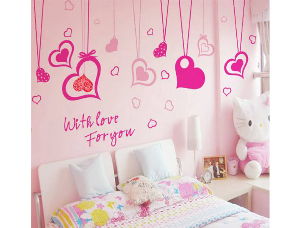 Stickere inimioare, Folina, decor roz