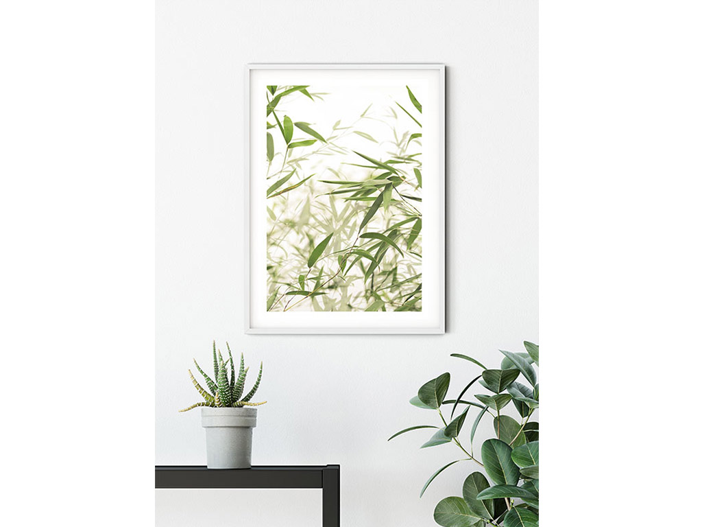Tablou cu plante verzi Bamboo Leaves, Komar Art Poster, in rama alba ...