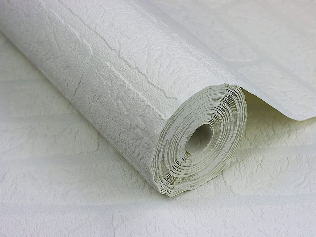 Tapet imitatie caramida alba, cu model in relief, Rasch Wallton 150100