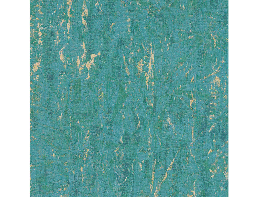 Tapet imitaţie tencuială decorativă verde turcoaz, Aurum 57603