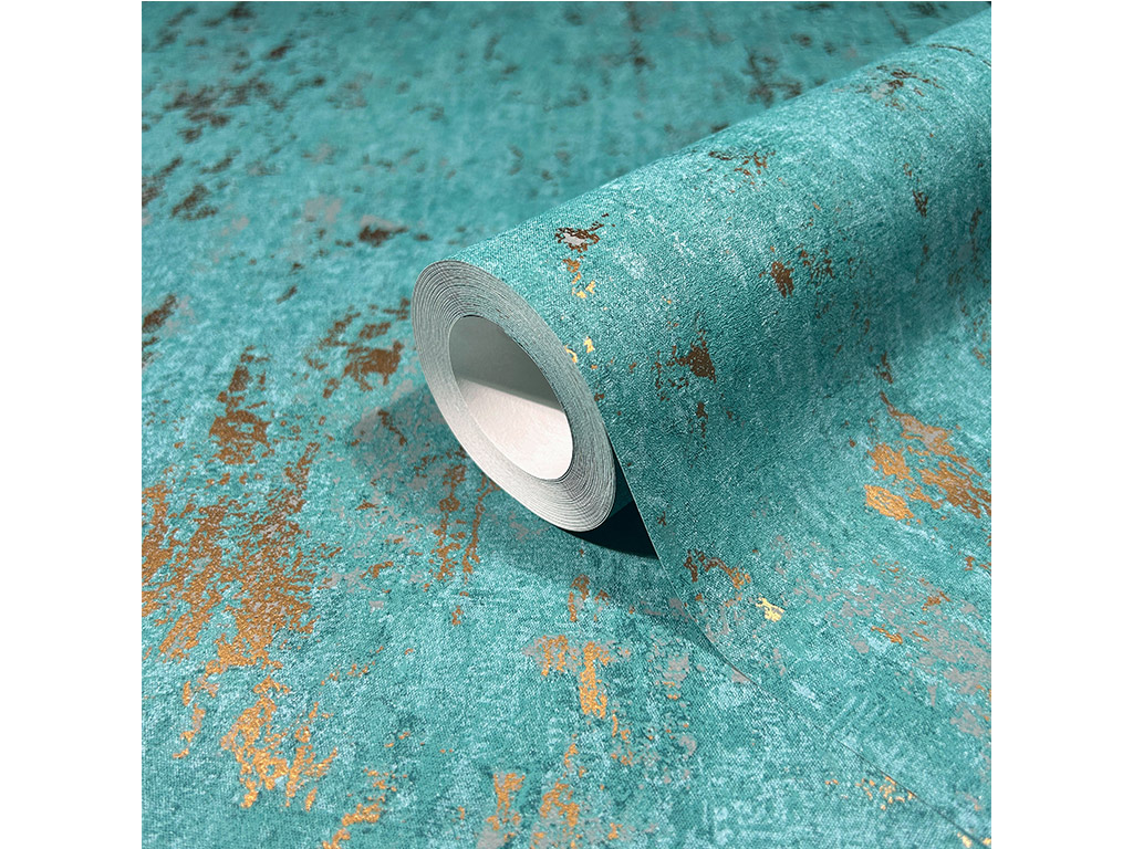 Tapet turcoaz cu detalii aurii Marburg City Romance 35164 – 0.53 x 10 m