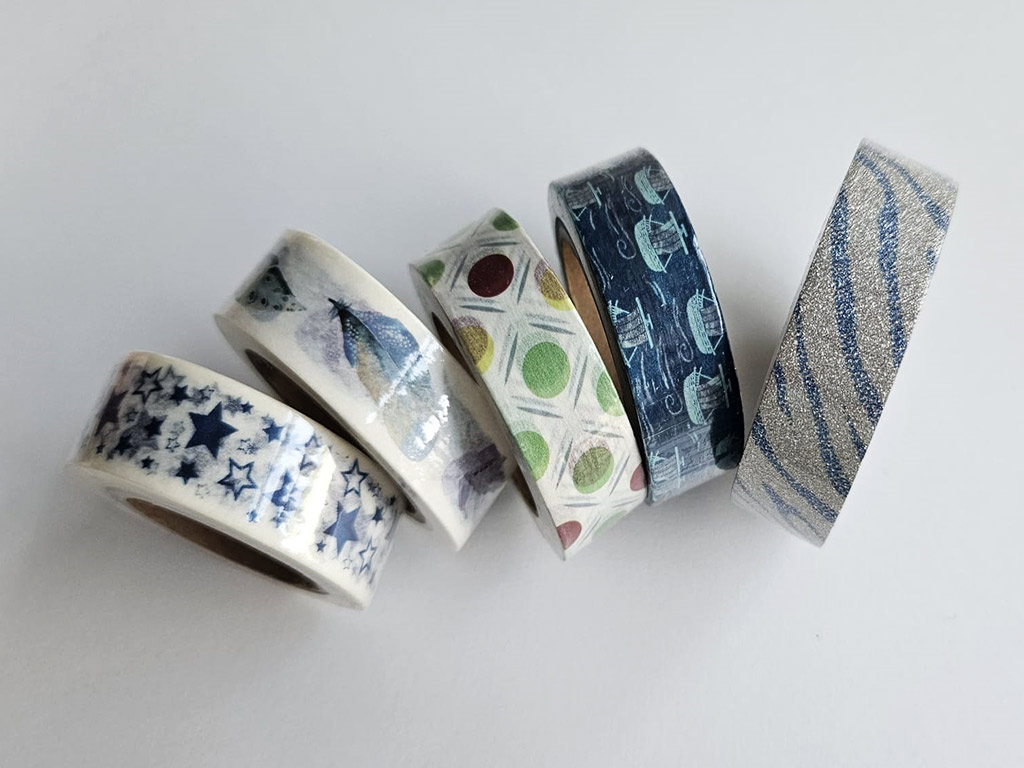 Set 5 role washi tape, bandă adezivă, Folina MIX3, 15 mm x 10 m